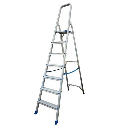 7 Step Aluminium Ladder Silver Seal Security